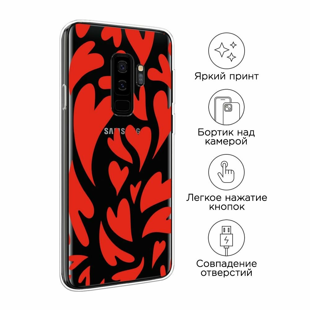 Чехол на Samsung Galaxy S9 + / Самсунг Галакси С9 Плюс с принтом "Crazy hearts 2 - 14 февраля", прозрачный — фото 1