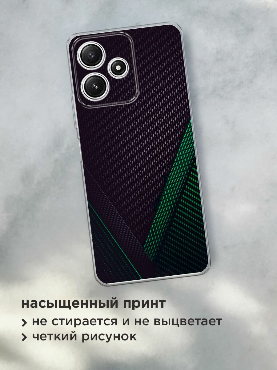 Чехол на Xiaomi Redmi 12 / Сяоми Редми 12 с принтом "Зеленый карбон" — фото 1