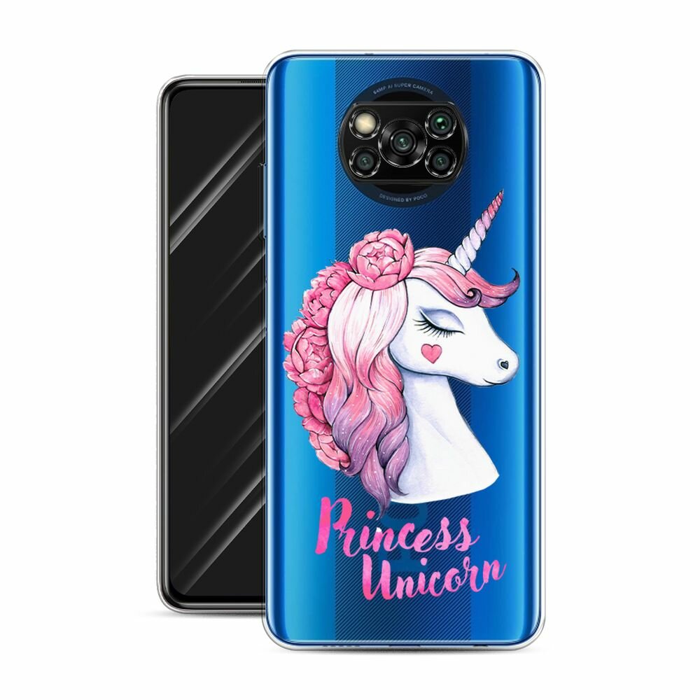 Чехол на Xiaomi Poco X3/X3 Pro / Поко X3/X3 Pro с принтом Princess Unicorn, прозрачный — фото 1