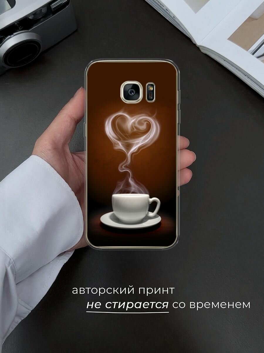 Чехол на Samsung Galaxy S7 / Самсунг Галакси С 7 с принтом "Кофейная любовь" — фото 1