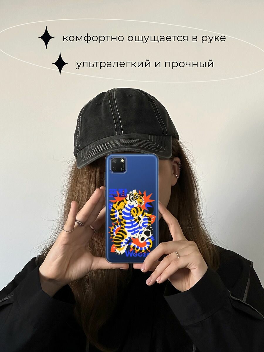 Чехол на Honor 9S/Huawei Y5p / Хонор 9S/Хуавей Y5p с принтом "Wooza", прозрачный — фото 1