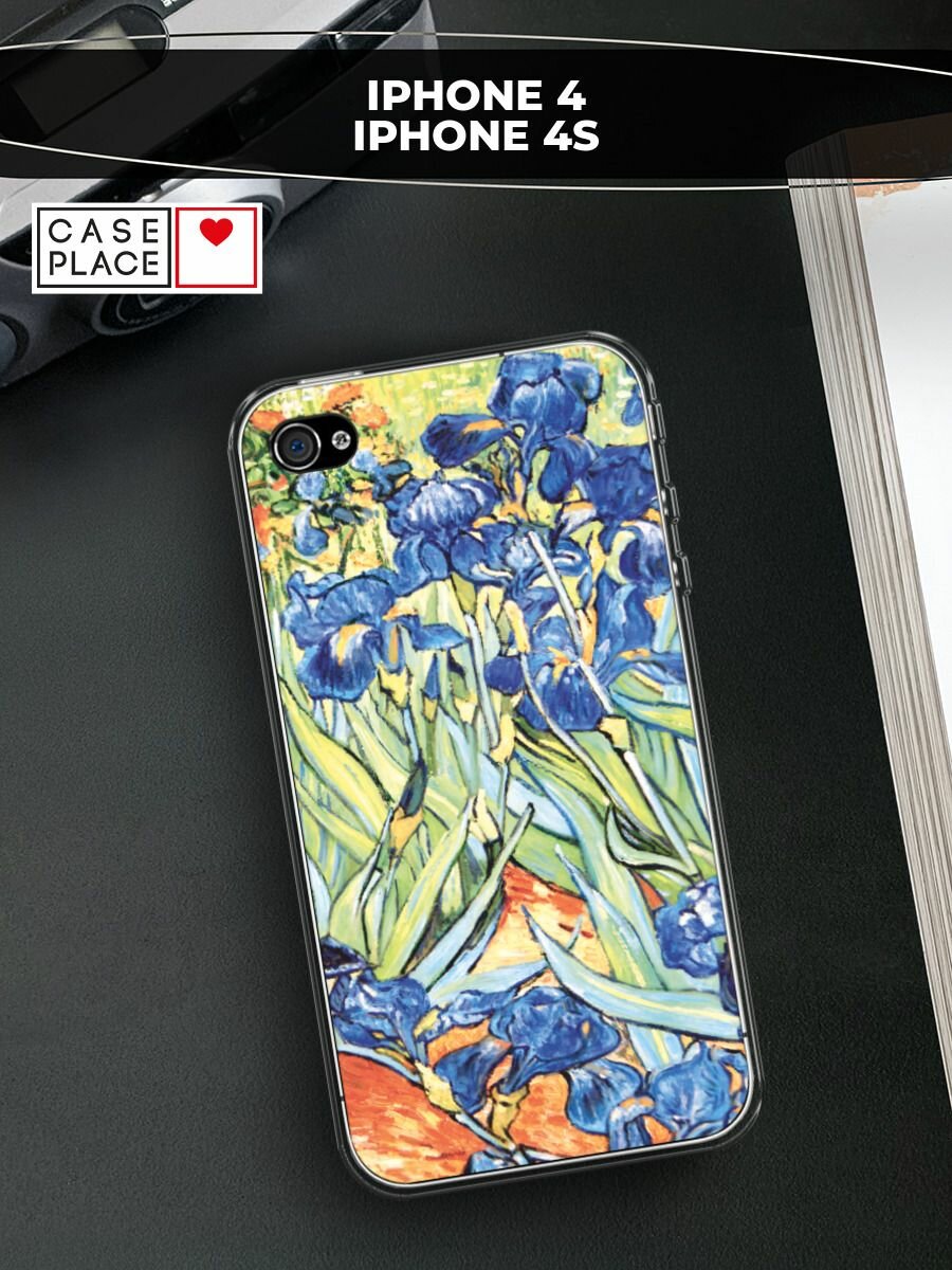 Чехол на Apple iPhone 4/4S / Айфон 4/4S с принтом "Ирисы Ван Гог"