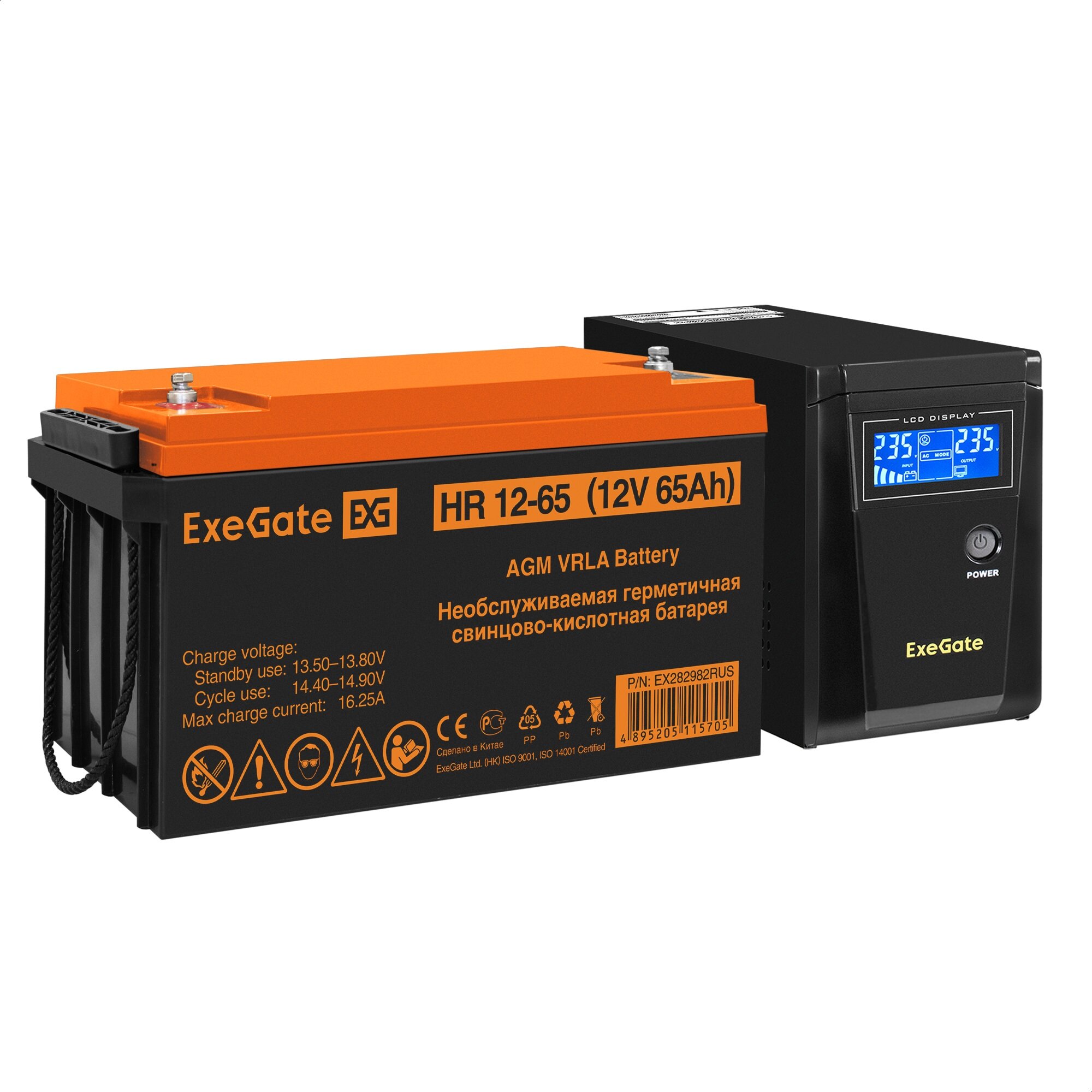 Комплект ИБП ExeGate SineTower SZ-600. LCD. AVR.1SH + Батарея 65Aч, 1 шт. (ИБП + АКБ , 1шт.) EX296776RUS