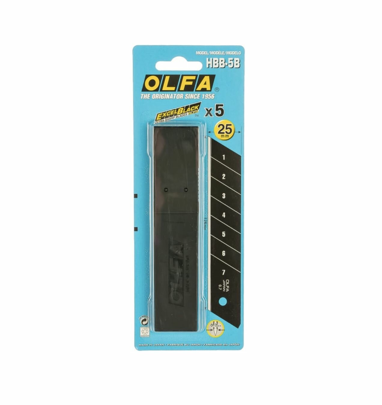 Сегментированные лезвия OLFA Excel Black 25х126х0.7 мм, 5 шт