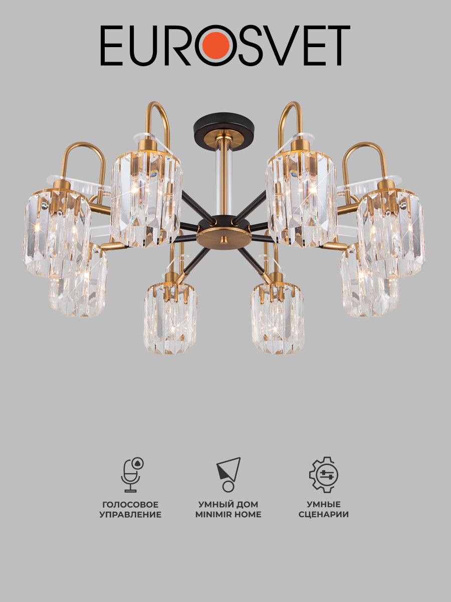 Умная люстра / Потолочный светильник с управлением по WI-FI Eurosvet Tenia 70090/8 Smart Умный дом, цвет черный, IP20