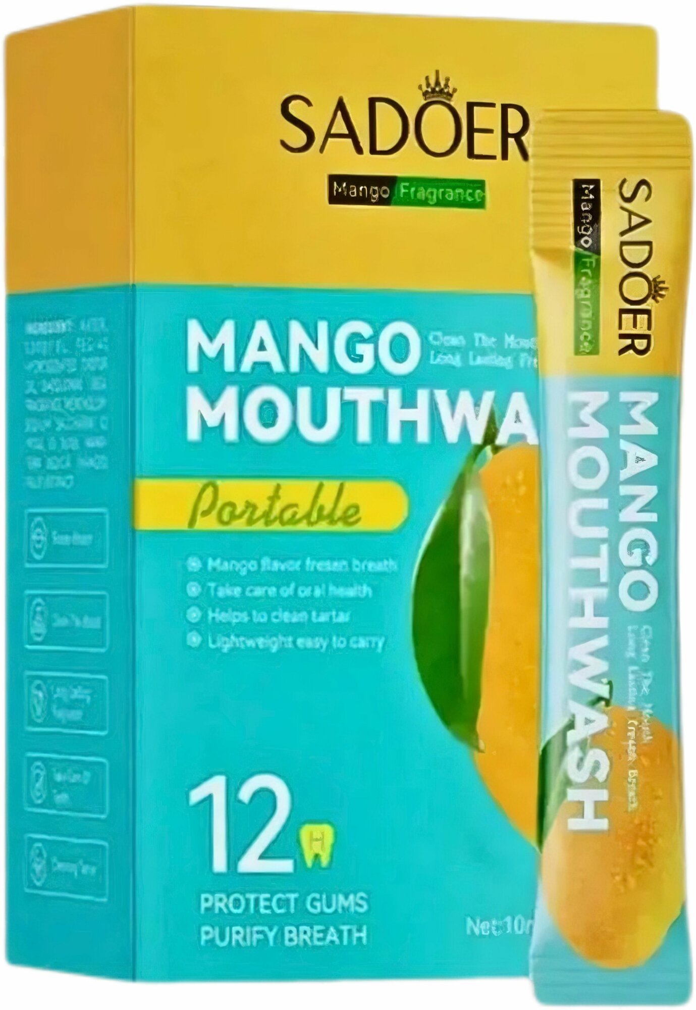 SADOER Ополаскиватель для полости рта Манго 20 штук по 10 мл.