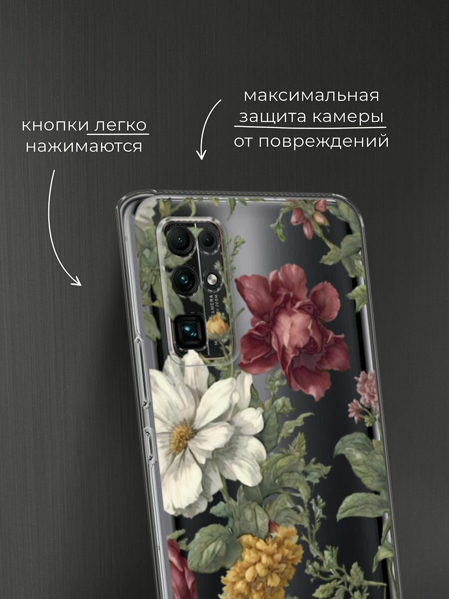 Силиконовый чехол на Honor 30 / Хонор 30 с принтом Акварельные цветы 2 — фото 1