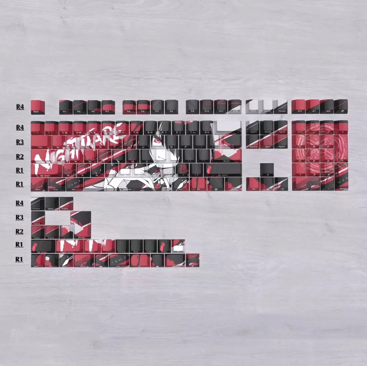 Колпачки для клавиш LS Tokisaki Kurumi PBT для Wooting60 68 130 keys Kurumi