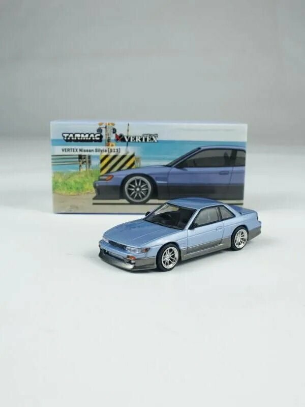 Машинка Tarmac Works TW 1/64 VERTEX Nissan Silvia (S13) Blue / Grey Die-cast Alloy Car Model Collection Display Gift