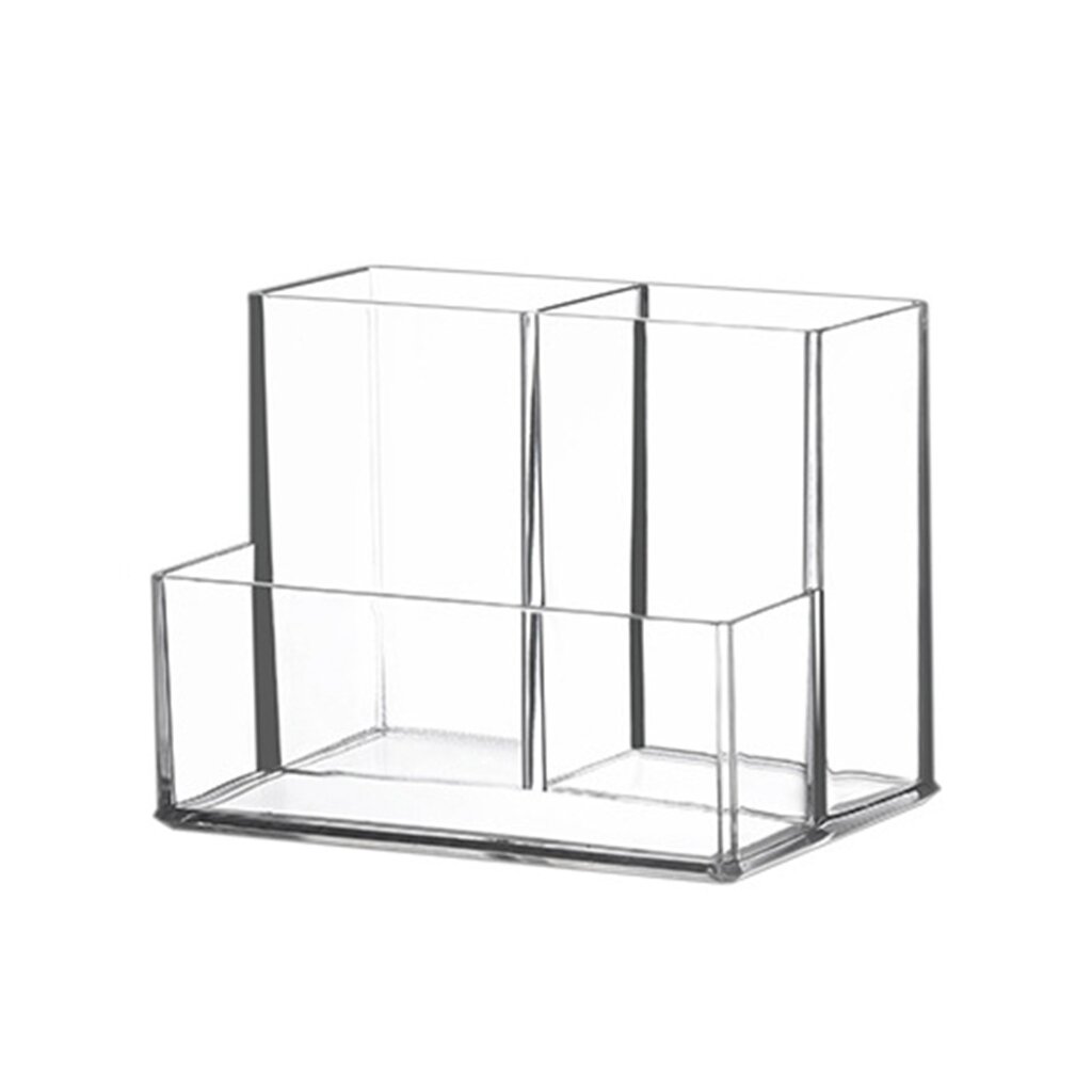 Прозрачный акриловый Настольный органайзер, 3-секционный органайзер для ручек, коробка для хранения косметики