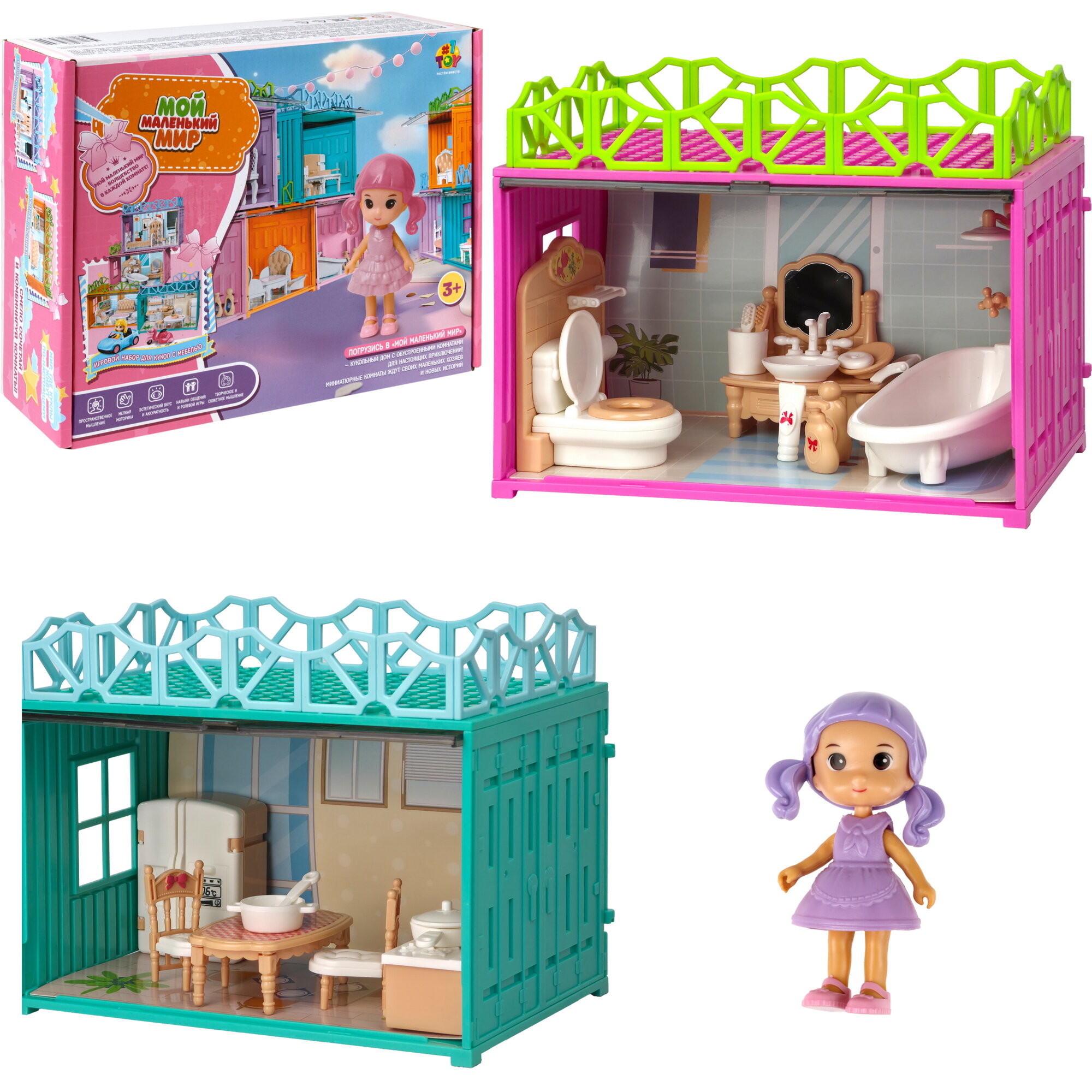 Домик для кукол 1TOY с мебелью