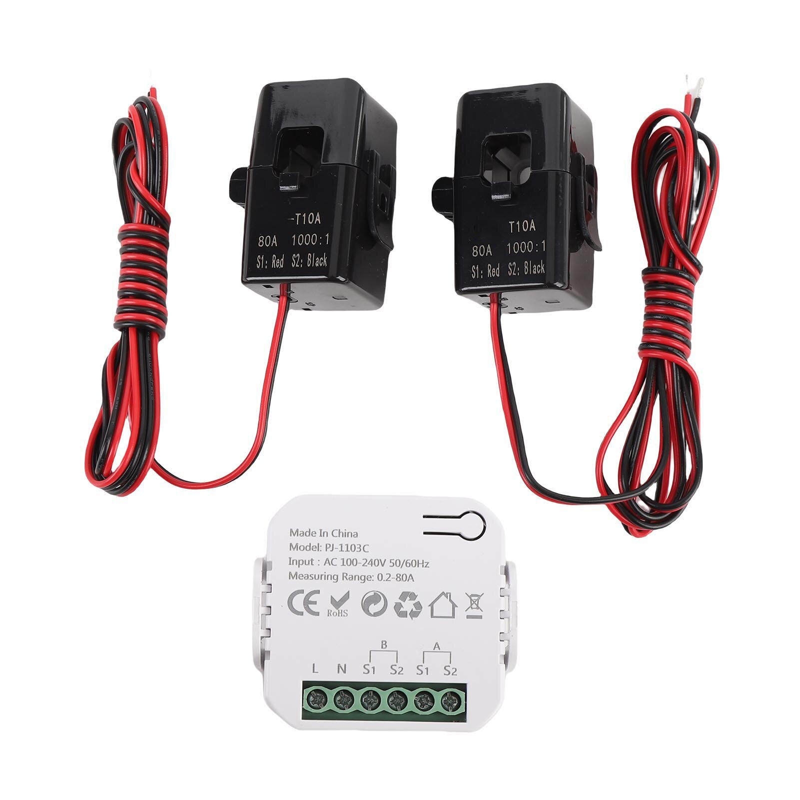 Smart Energy Meter Однофазное многонаправленное многофункциональное количество Wi -Fi Smart Electrity Meter с зажимом 2PCS 80A