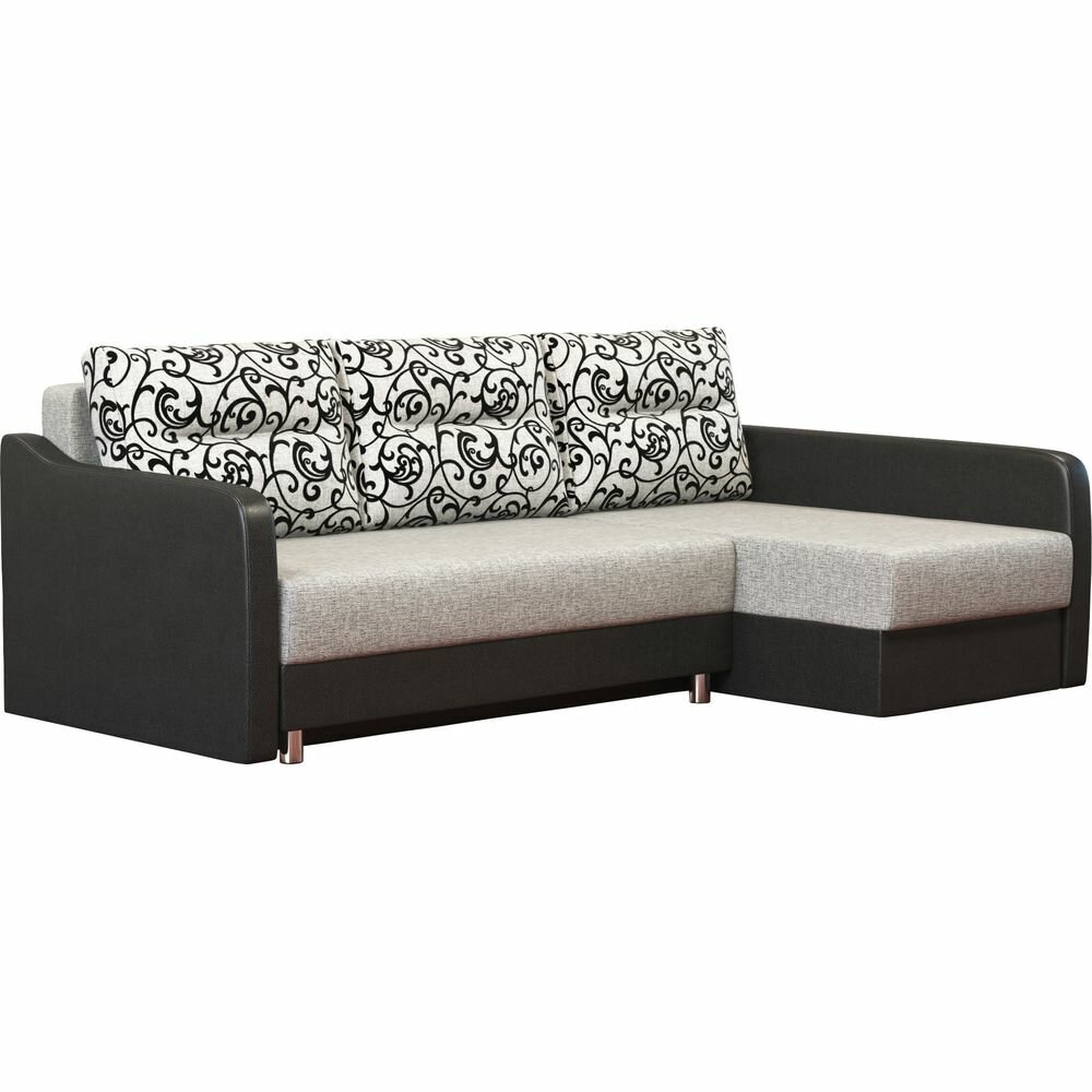 Угловой диван Наш Диван Турин А1 рогожка серая