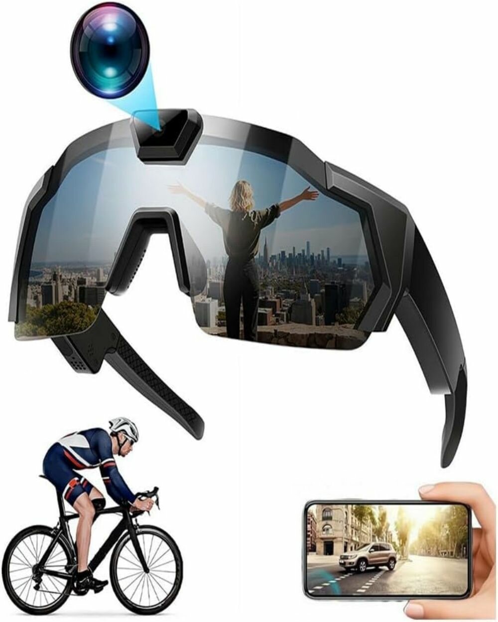 Умные очки, спортивные солнцезащитные очки для езды на велосипеде на открытом воздухе с камерой, велосипедные очки, съемка фотографий и видео