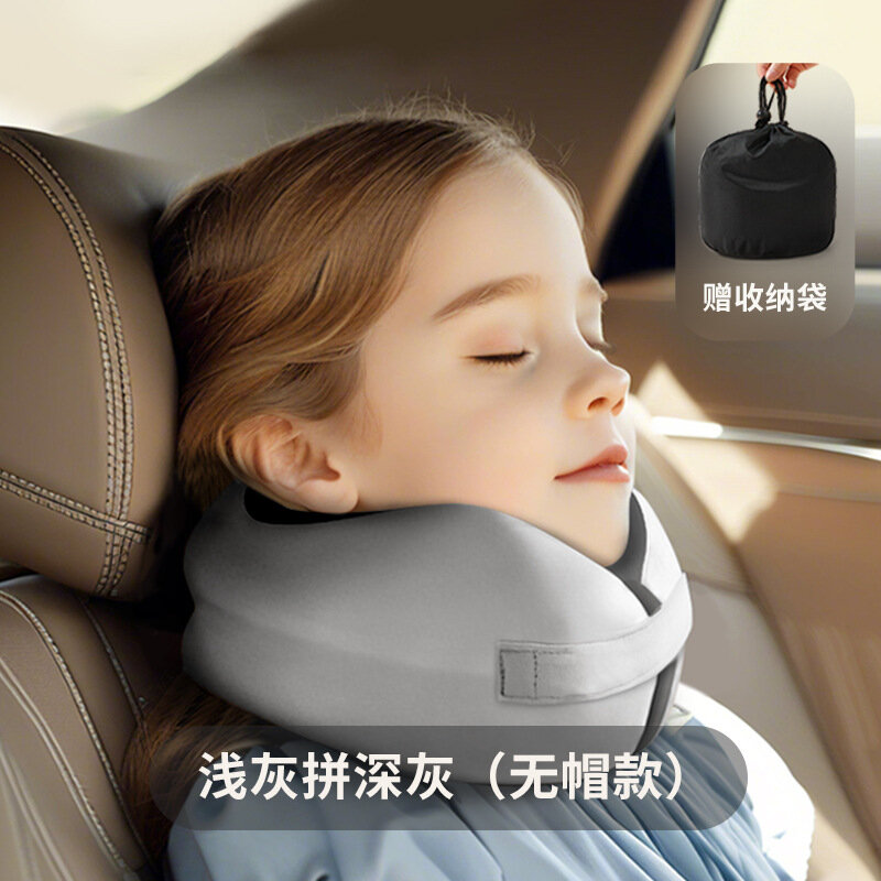 Детская U-образная подушка с капюшоном, подушка для шеи, портативная подушка для путешествий, поддержка шеи в самолете, подушка для сна с капюшоном для длительных поездок на автомобиле