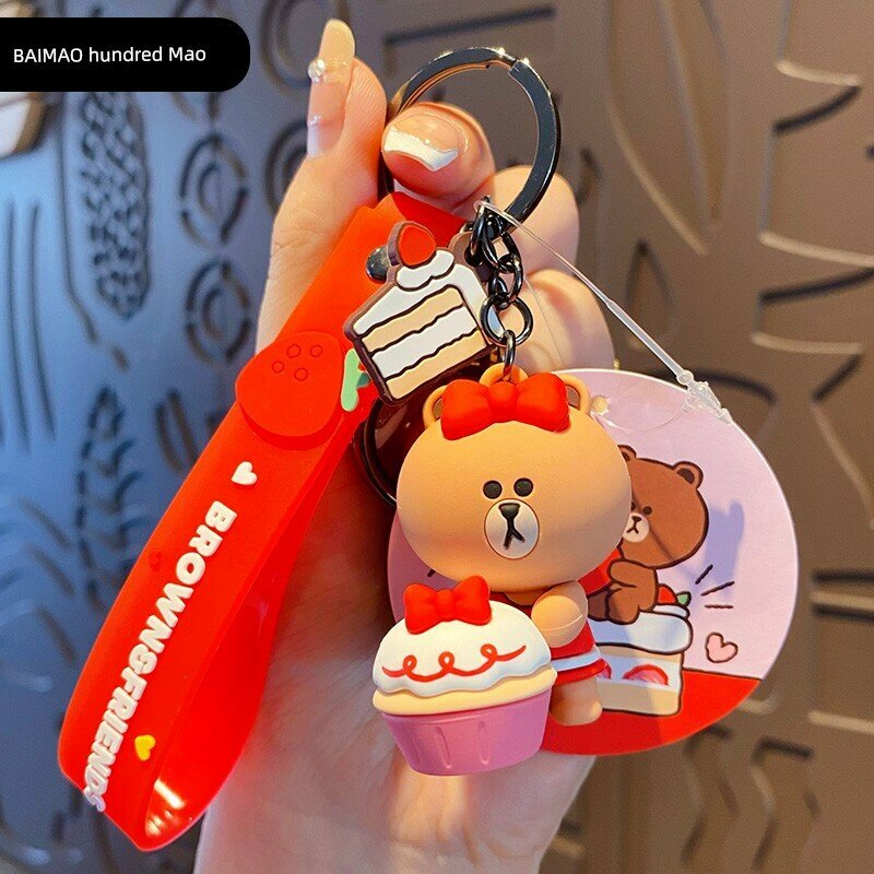 LINE FRIENDS Пирожные серии Ключен для брелока с обнимающей булочкой медвежонок, дизайн девочки