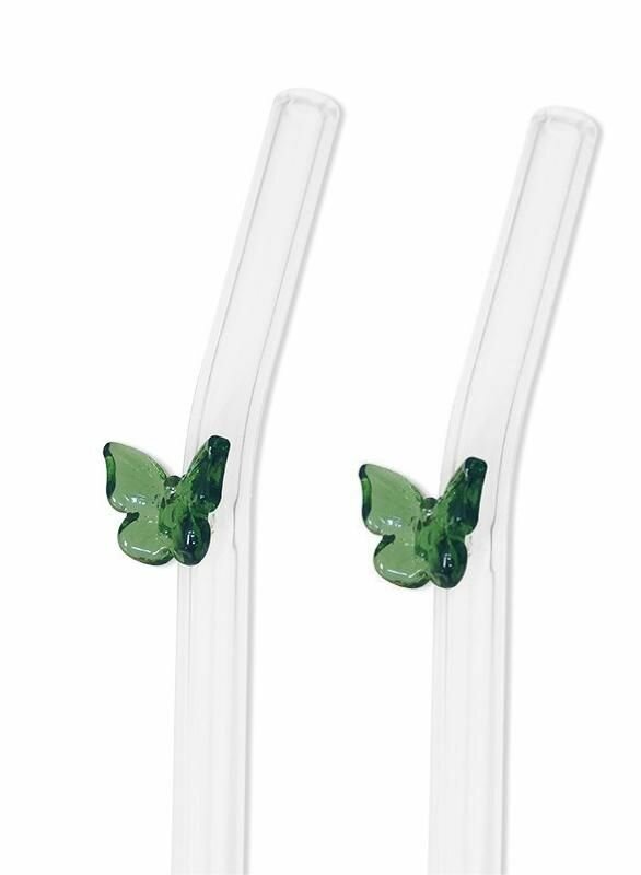 Стеклянная трубочка с бабочкой в подарок на 8 марта, 2 штуки