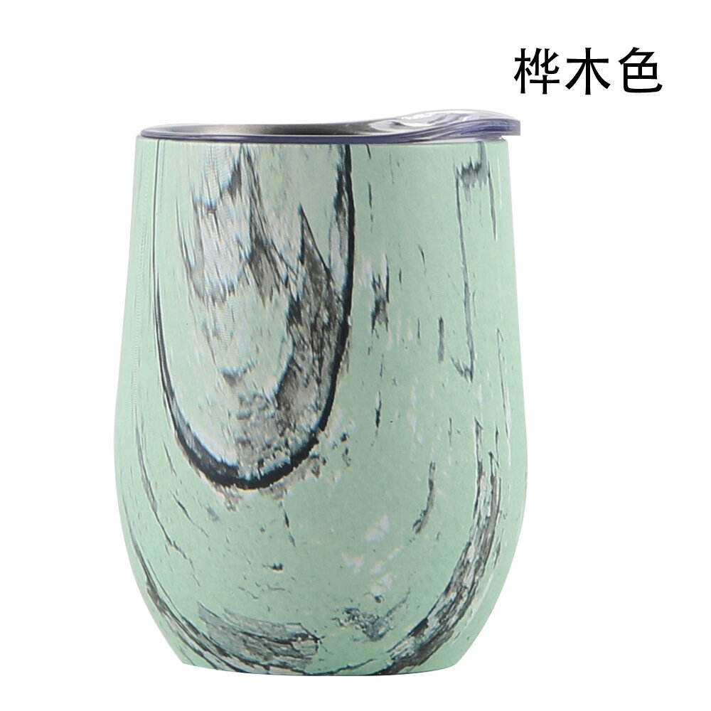 12 унций яичная чашка 304 нержавеющая сталь вакуумная чашка с текстурой дерева креативная U-образная чашка для красного вина