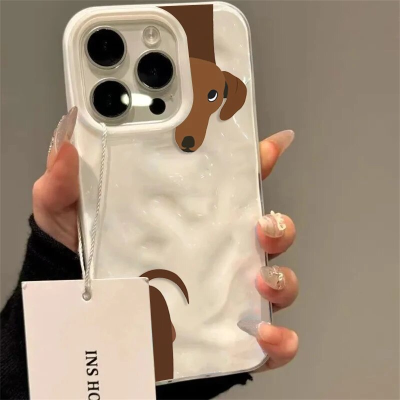 Чехол для iPhone 16 Pro Max с таксой, коричневый, Y12-T13343