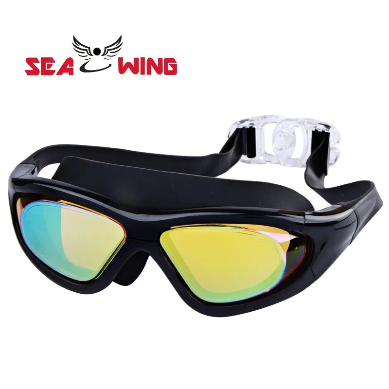 Очки для плавания Sea Wing, черные с цветными линзами