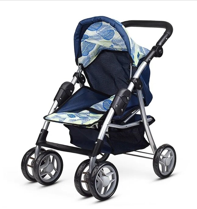 Прогулочная коляска Melobo, с поворотными колесами, складной капюшон, цвет синий с перьями