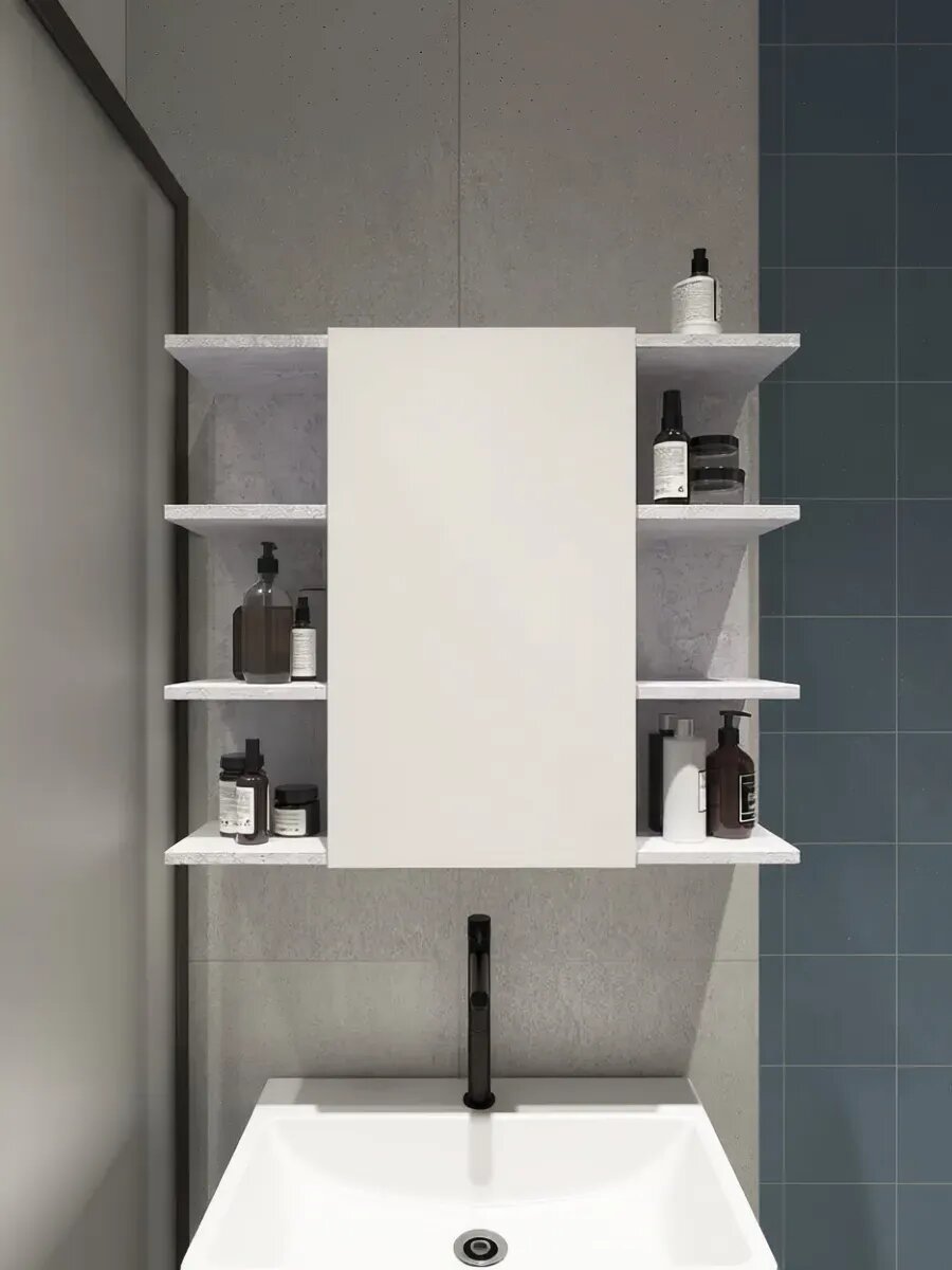 Шкаф навесной Цемент/белый