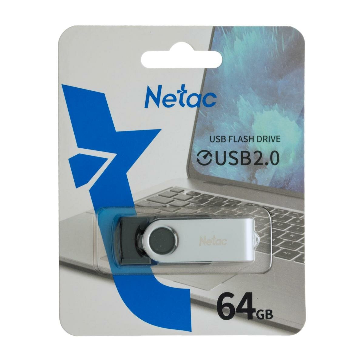 Флешка 64GB "Netac U505" (NT03U505N-064G-20BK) Металлик 1шт.