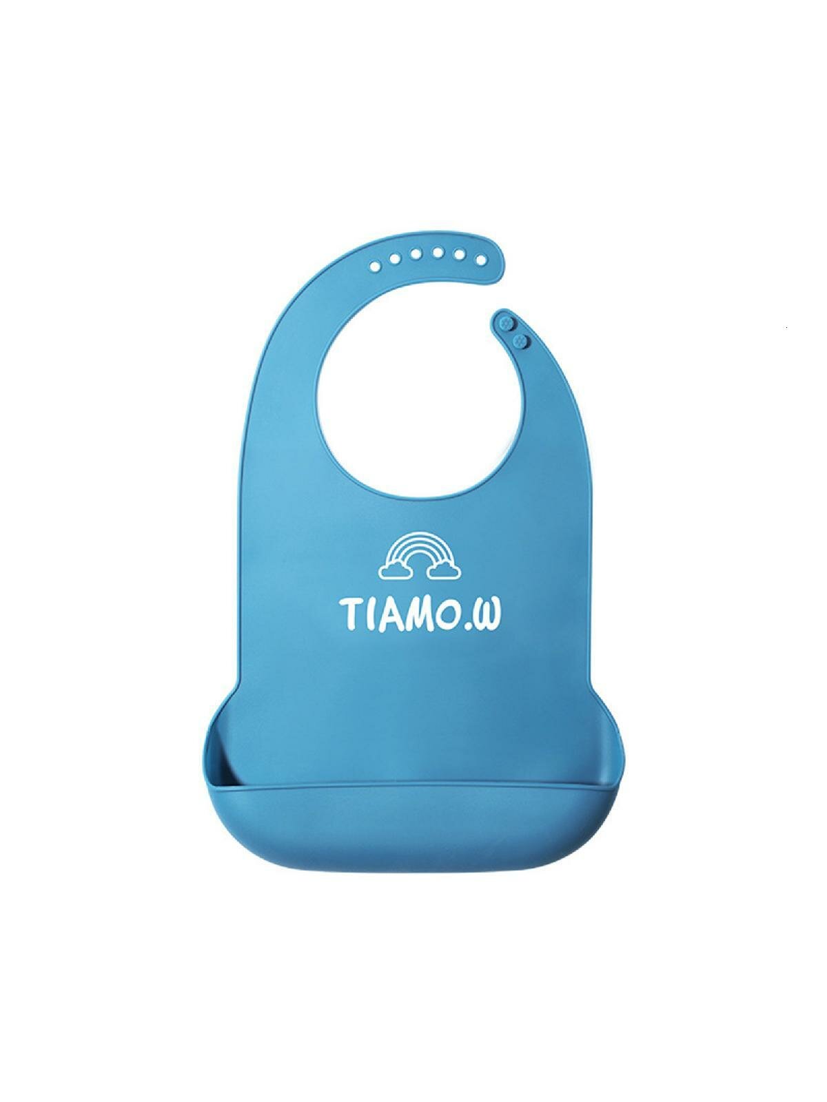 Силиконовая взрослая нагрудная салфетка с карманом, Синий - L