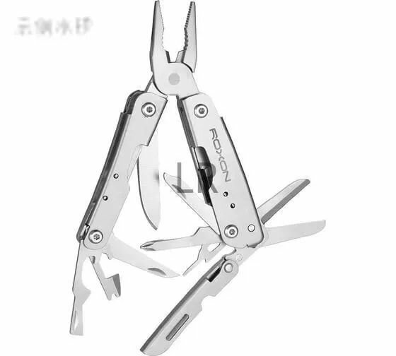 Мультитул походный тактический армейский велосипедный Roxon MINI M2 для рыбалки и охоты, 14 инструментов плоскогубцы, кусачки, шило, нож, отвертка, открывалка, чехол в комплекте