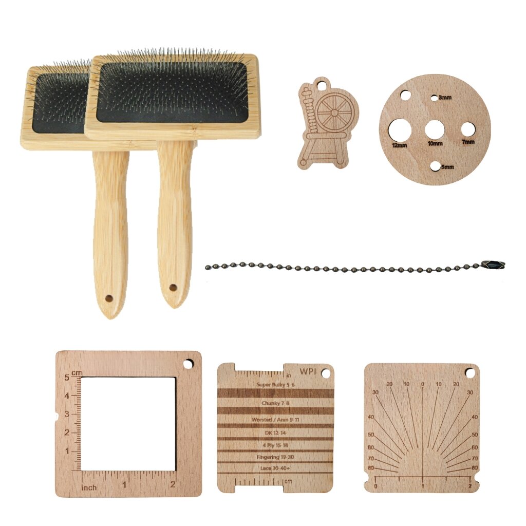 Инструмент для вязания по дереву Кардеры для шерсти Контрольная карта для намотки древесины Измеритель пряжи Инструмент для измерения вязания Аксессуар для вязания крючком