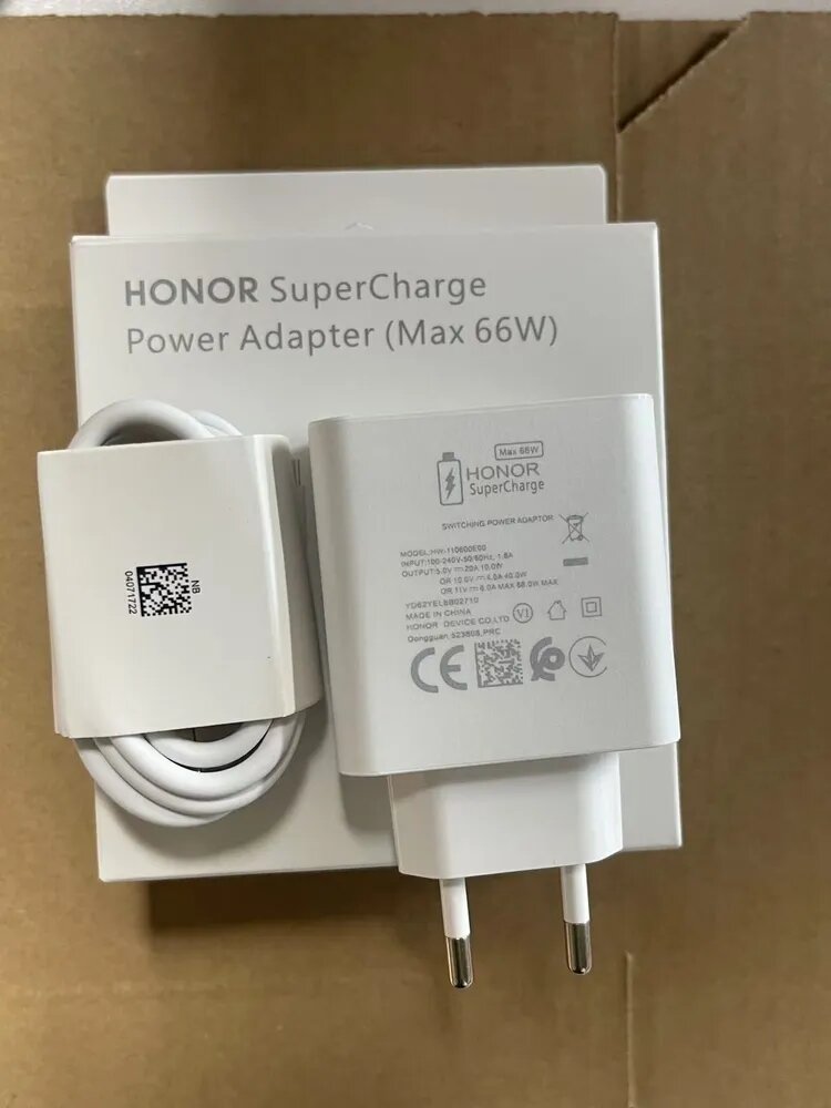 Оригинальное зарядное устройство HONOR 66 Вт, ЕС, США, суперзарядка, быстрый настенный адаптер, 6 А, USB-кабель для Honor X9C 90 80 Pro Magic 7 Lite Vs3 V3 V2 Vs2