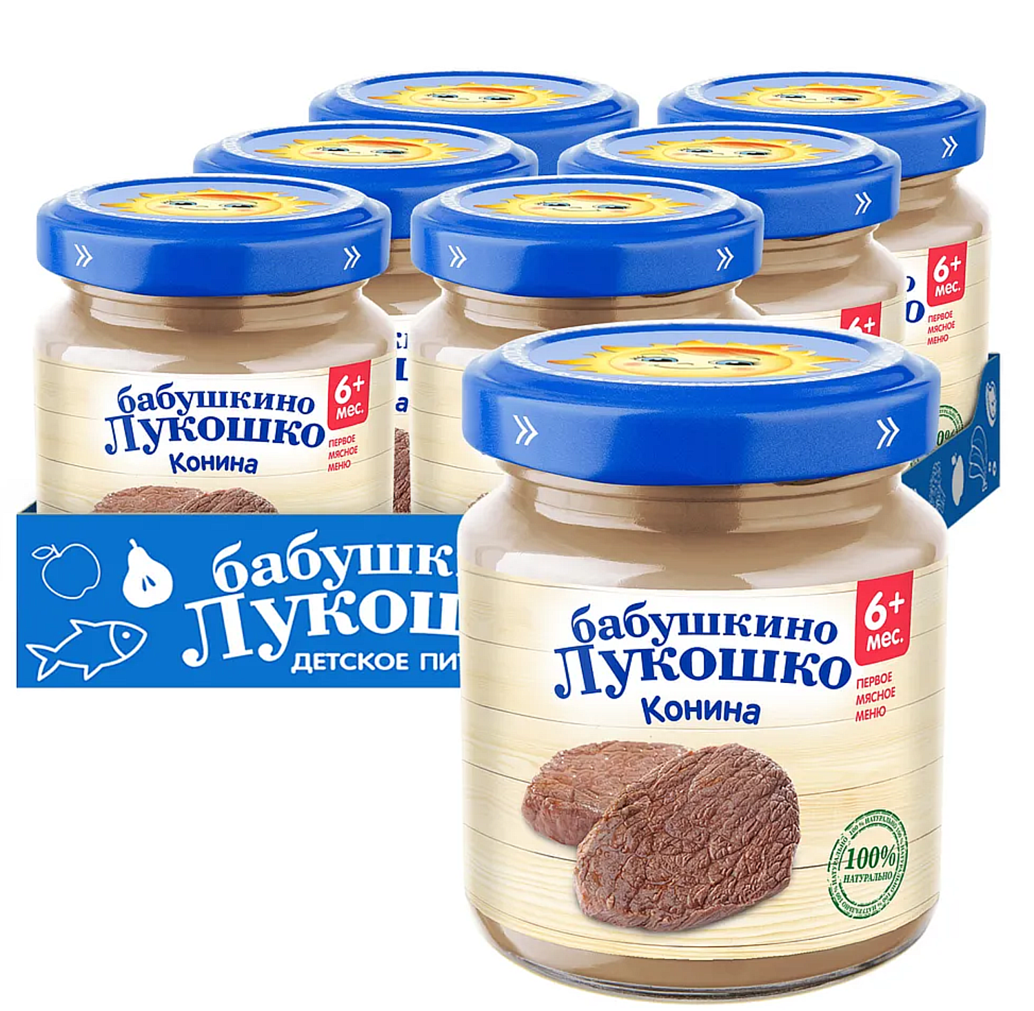 Бабушкино лукошко Пюре Конина 100 г, 6 шт.