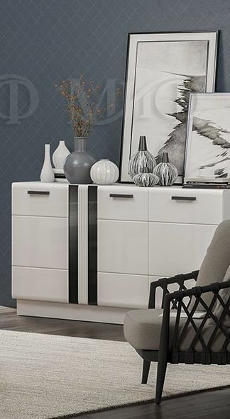 Магнолия Комод 150 см. Белый глянец, Белый