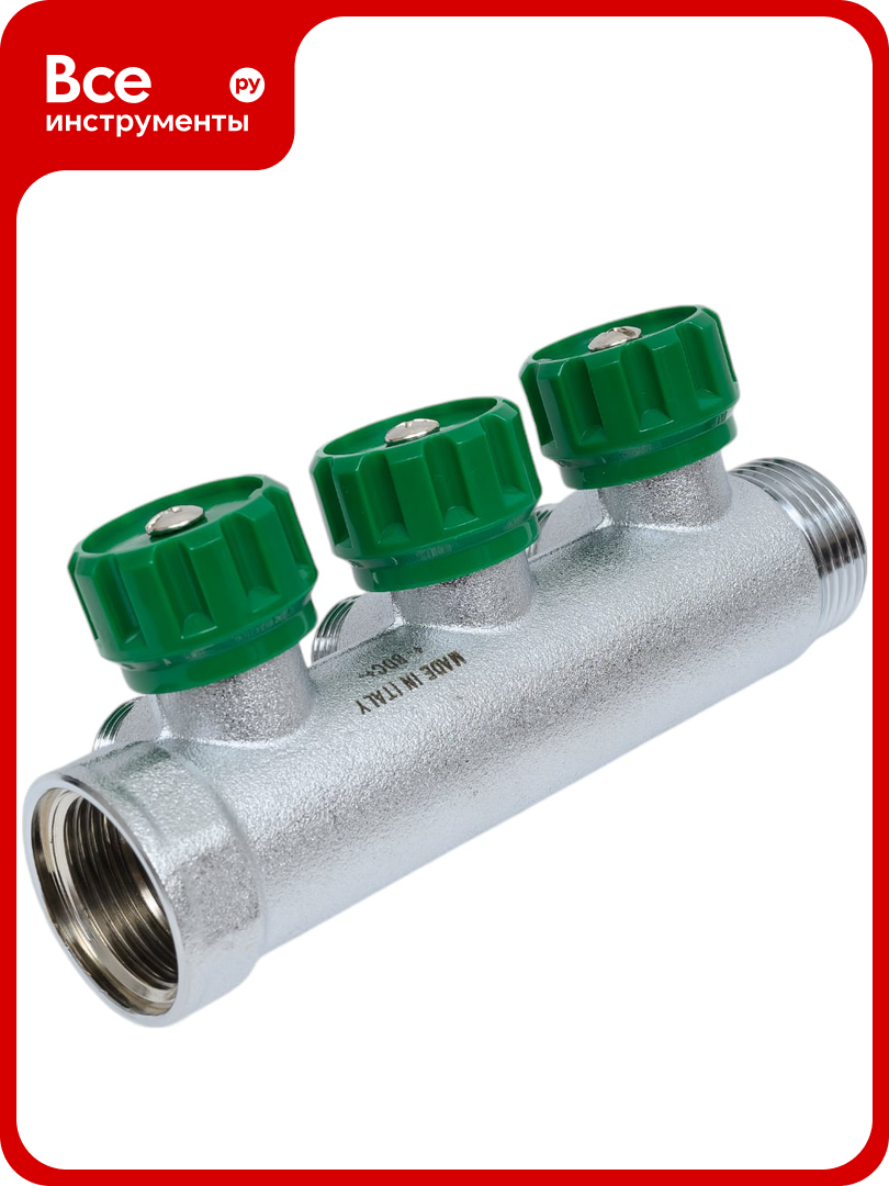 Регулирующий коллектор FAR 1" ВР-НР с 3 отв. 1/2" НР межосев. 45 мм, плск. упл. FK 3822 112TP