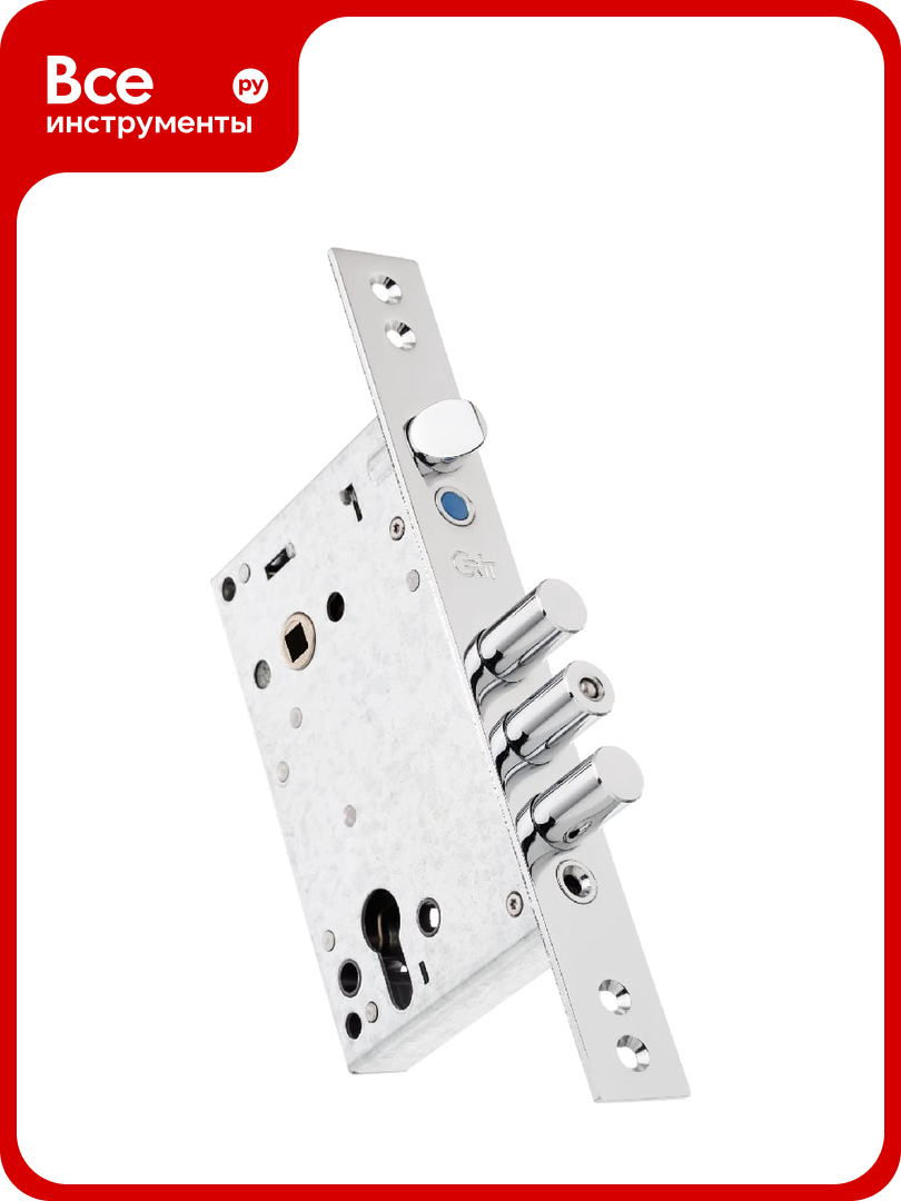 Дверной замок CRIT А3 Ассистент 03124, антивандальный врезной тип с хромированной лицевой планкой