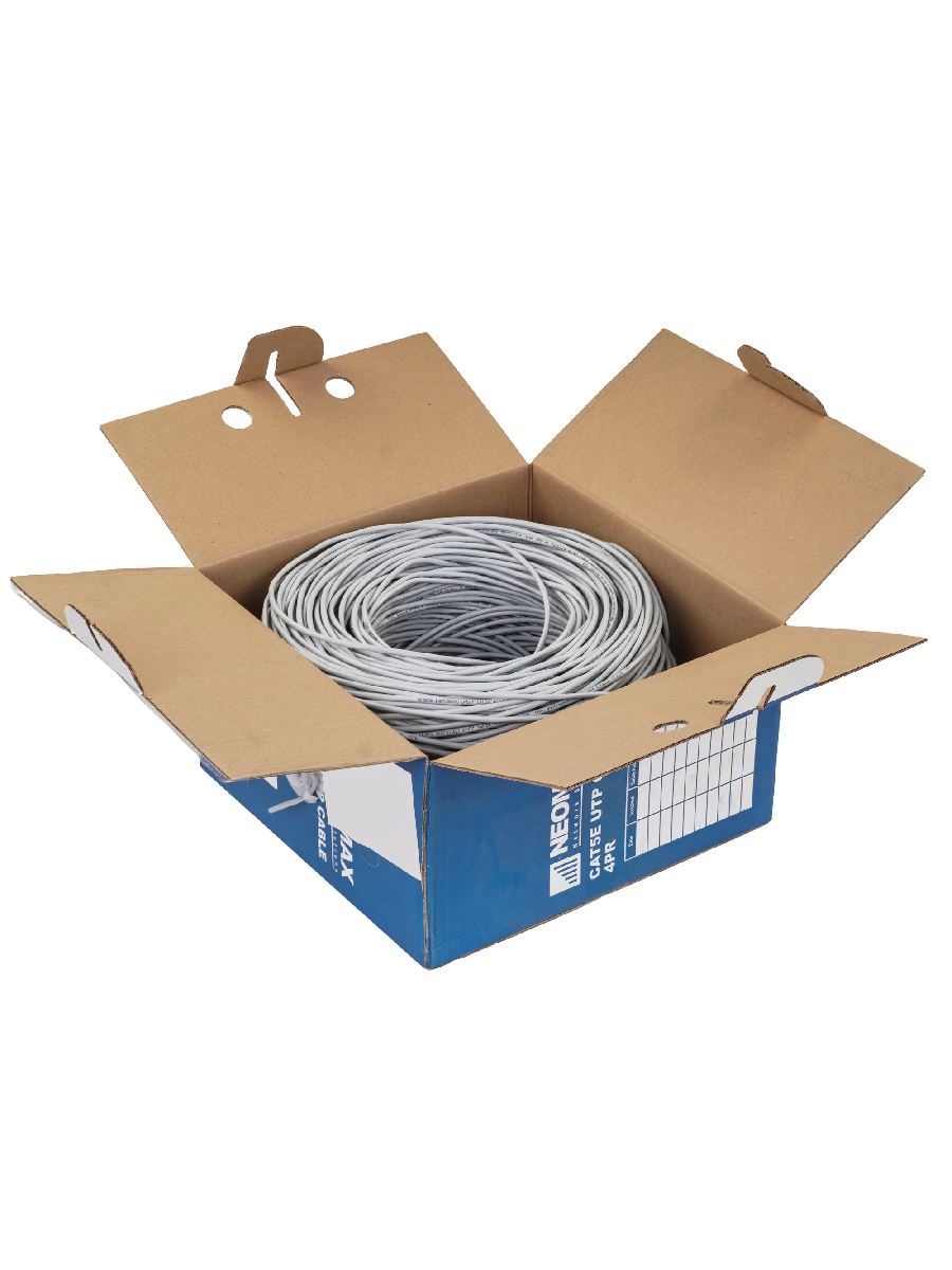 Кабель витая пара U/UTP 5e кат. 4 пары Neomax NM710002 24AWG(0.52 мм), медь, PVC, серый, уп/305м