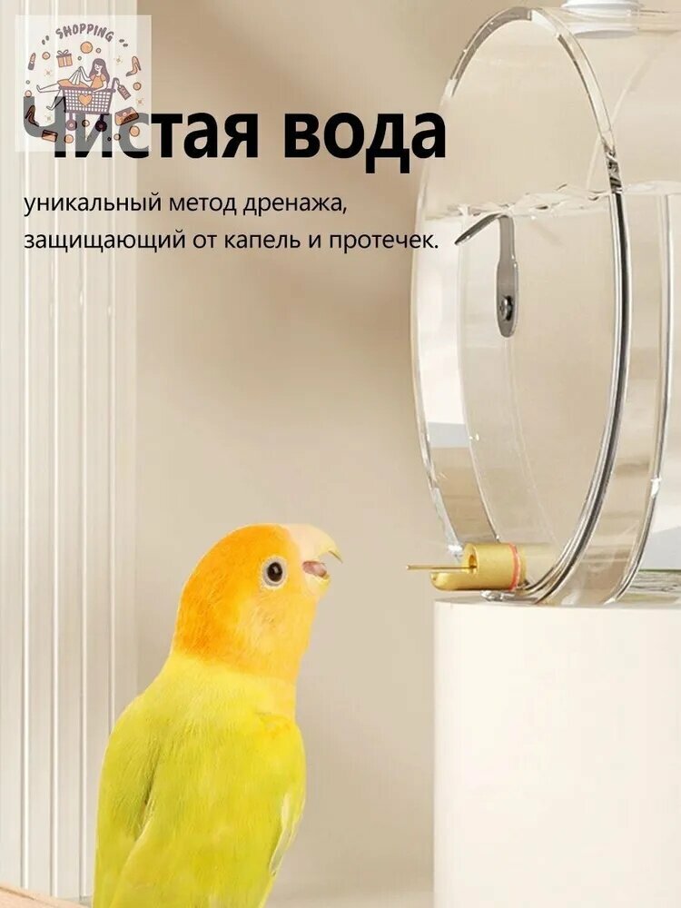 Поилка для попугаев в клетку, большая емкость и защита от капель и протечек делают питьевую воду для домашних животных более полезной
