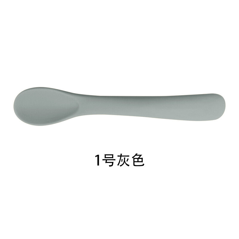 2025 Силиконовая ложка для тренировки младенцев с мягким наконечником, маленькая изогнутая ложка для кормления, детская посуда для детей одного года, оптовая продажа