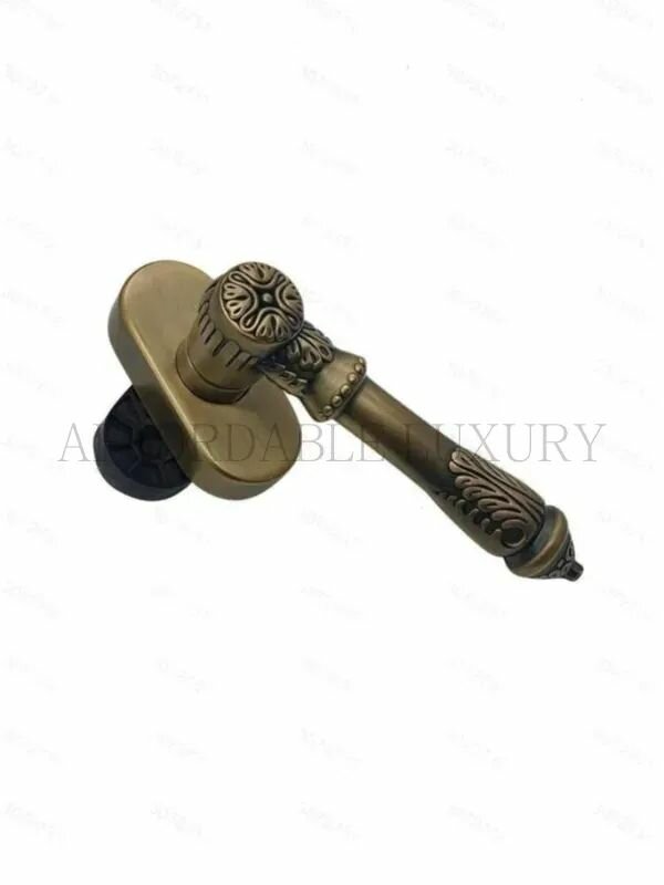 Поворотная ручка для окон и дверей, 43 мм, в эксклюзивном трехмерном рельефе из винтажной латуни