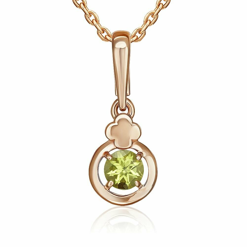 Подвеска, красное золото, 585 проба, хризолит