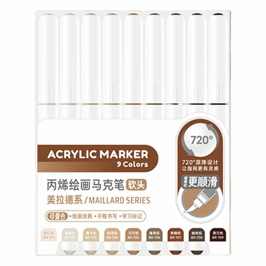 Акриловые маркеры для рисования, 9 цветов, - 8