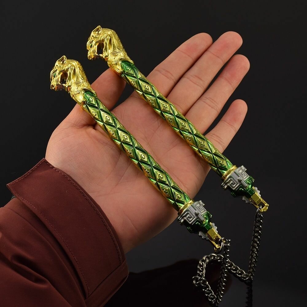 Древний меч, игровое периферийное металлическое оружие, тигровый меч, двусторонний жезл, модель оружия, сплав, двусторонний жезл, игрушка 18 см