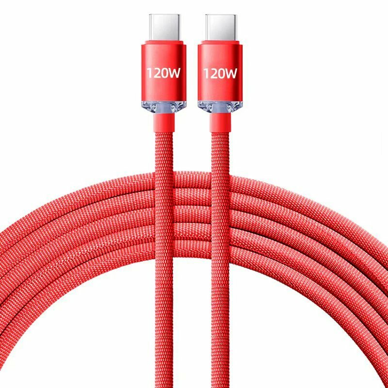 Кабель USB-C NNBILI 120 Вт Для Быстрой Зарядки Super PD И Передачи Данных Для 0.25m, red Type C