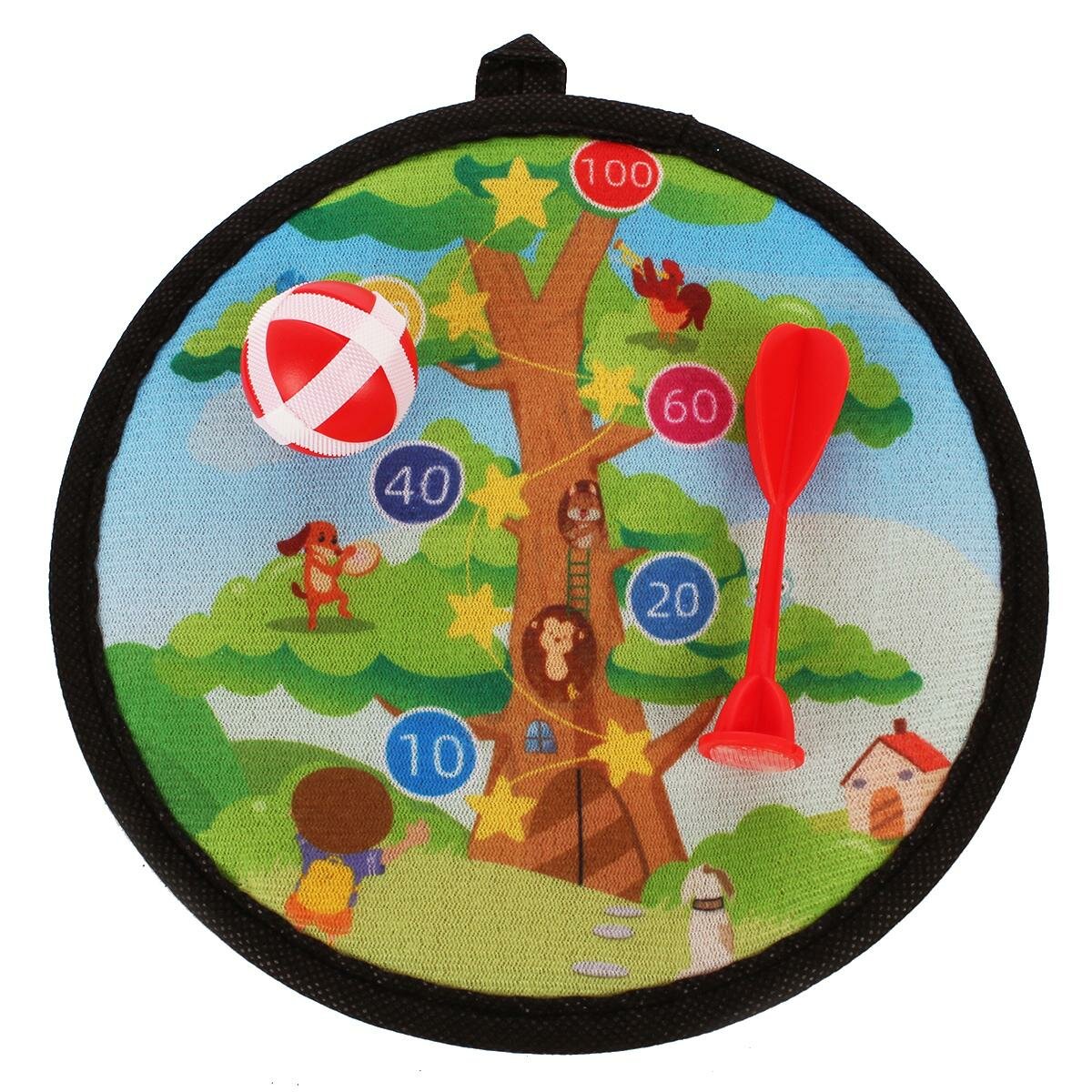 Мишень для дартса детская, диаметр 26см, с мягкими дротиками и мячом