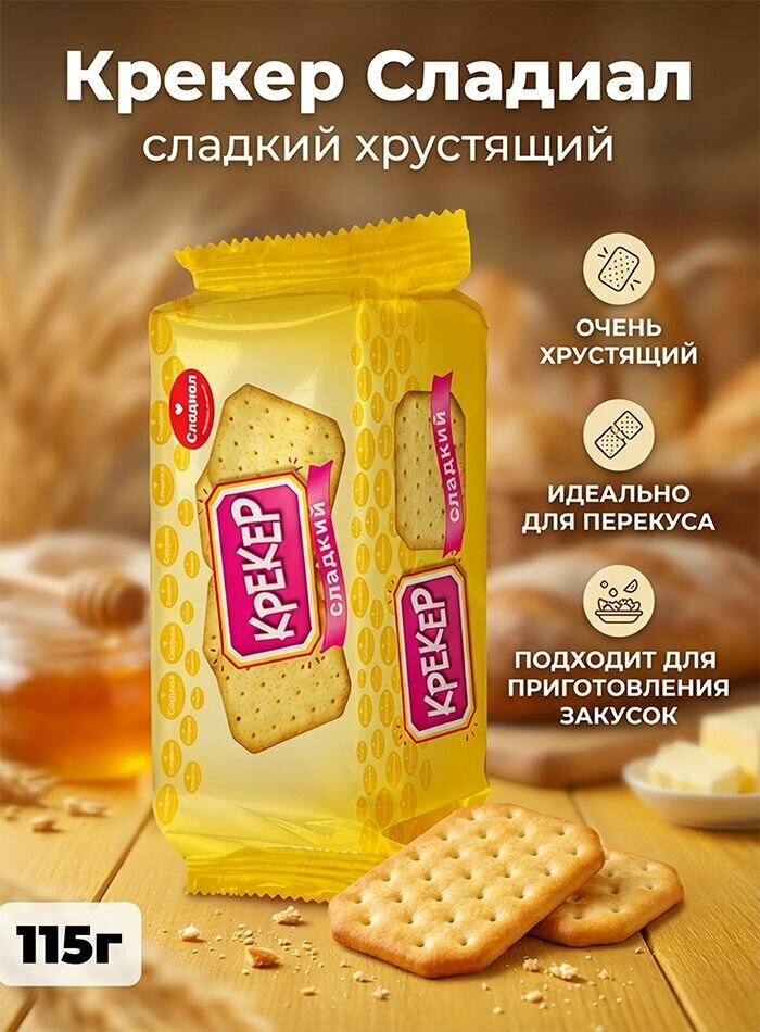 Крекер Сладиал сладкий хрустящий 115г