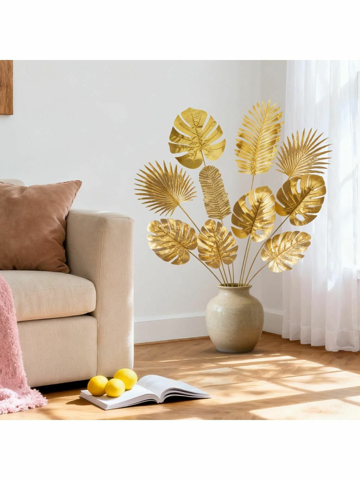 Набор для Гавайской Вечеринки: Золотые Листья Пальмы, Разных Размеров, Для Фона и Украшения