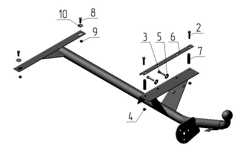 Фаркоп для ВАЗ 2115 (без снятия бампера) 2000-2012 Тип шара: H (несъемный сварной). Нагрузки: 800/50 кг, VAZ-12