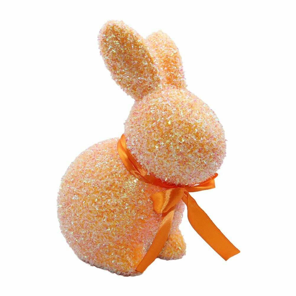 Рождественский бархатный кролик, 9,25-дюймовая блестящая фигурка кролика из бархатного пенопласта с бантиком для весенних центральных композиций, украшения стола в доме или офисе.