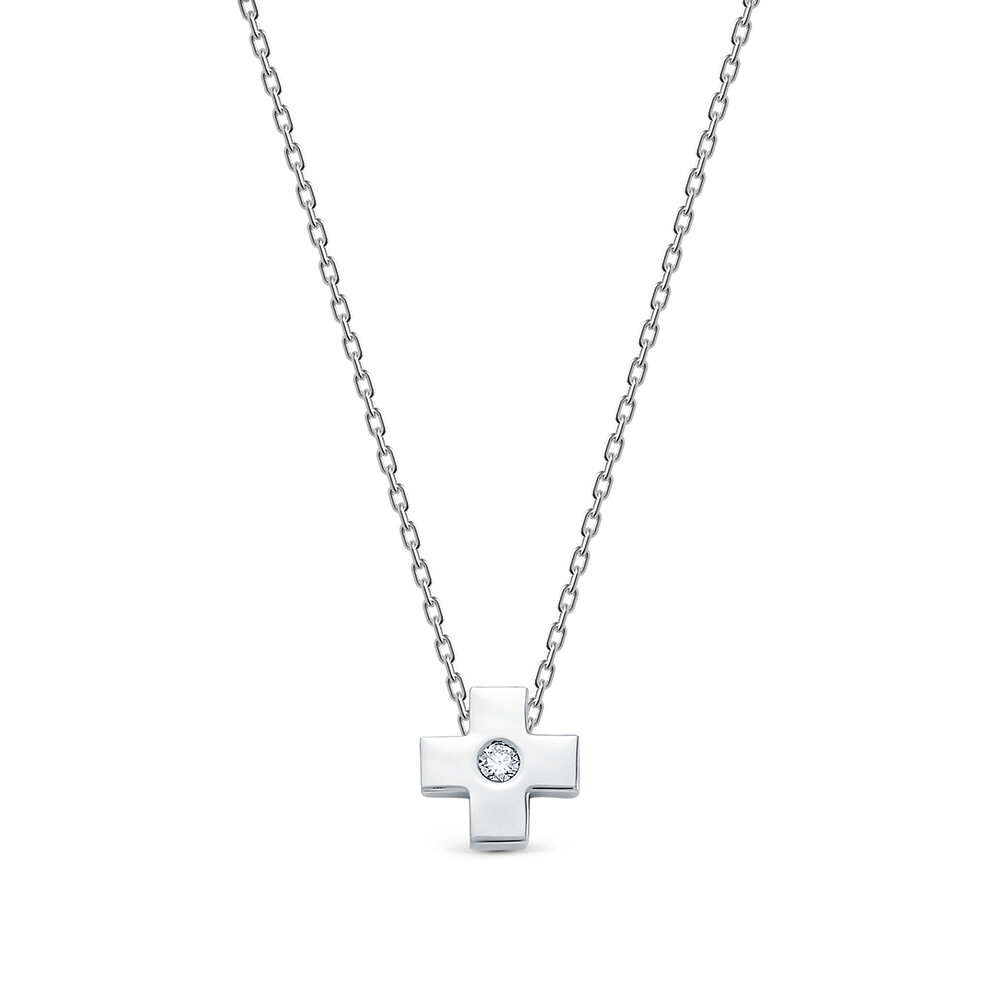 Колье, белое золото, 585 проба, бриллиант