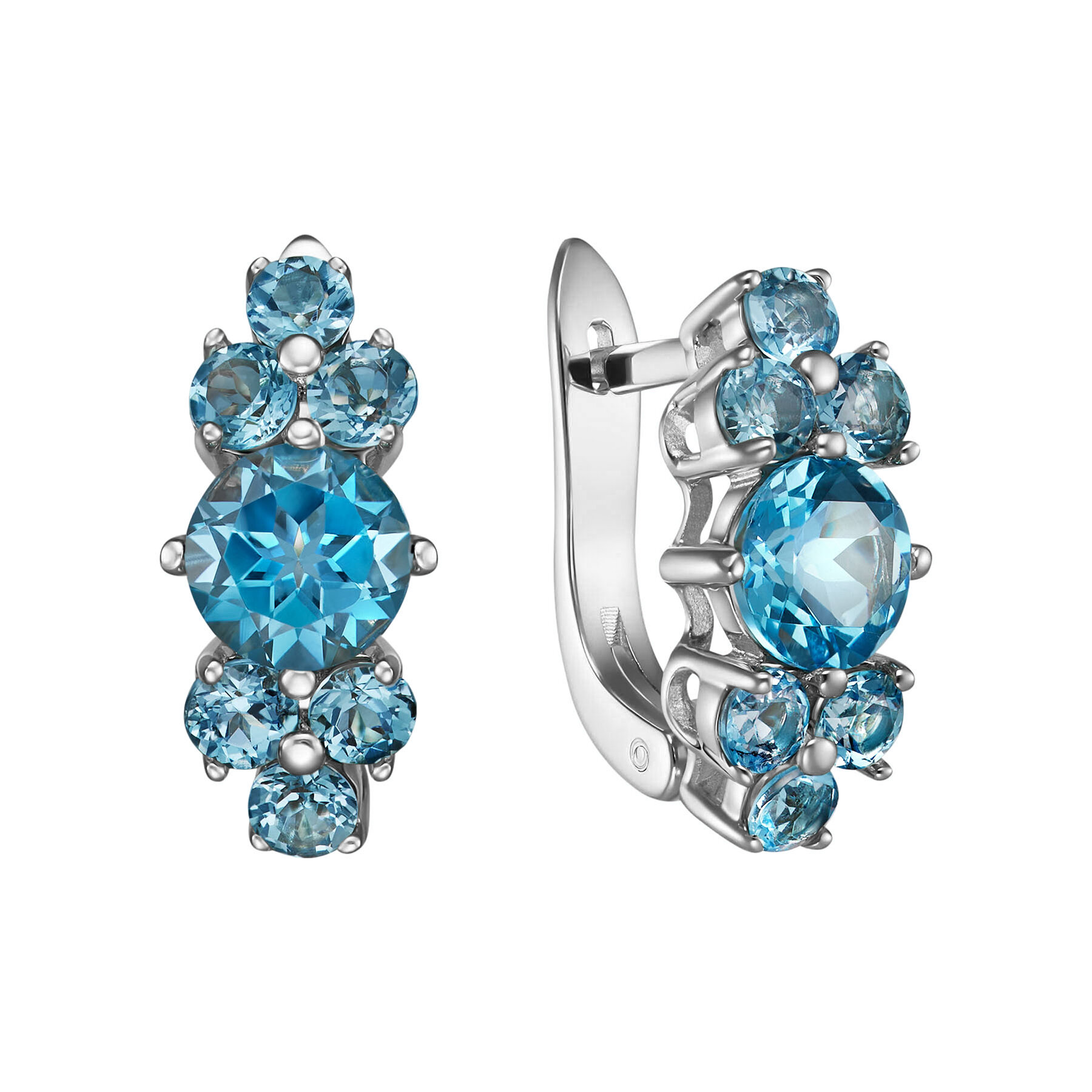 Серьги, белое золото, 585 проба, топаз